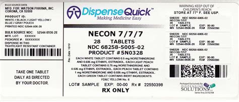 Necon 777 777 Dispensing Solutions Inc Fda Package Insert