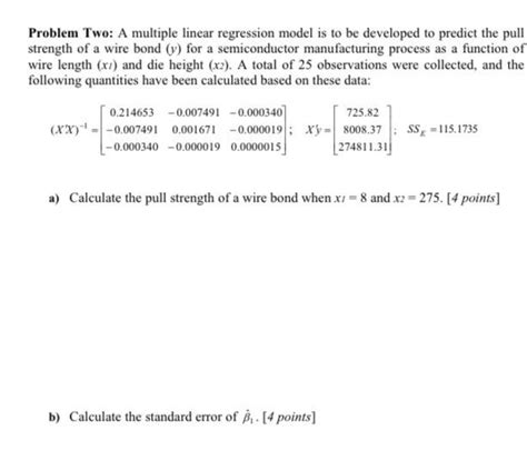 Solved Problem Two A Multiple Linear Regression Model Is To Chegg Com