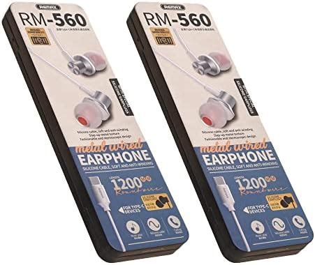 Remax Rm Metal Wired Earphone With Microphone And Type C Port Mm Set Of Pieces White