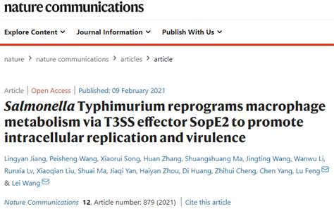 Nature子刊：南开大学王磊冯露揭示鼠伤寒沙门氏菌在巨噬细胞存活的秘密 学术资讯 科技工作者之家