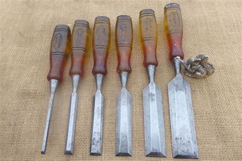 Record Marples Splitproof Bevel Edged Chisels X 6 For Restoration