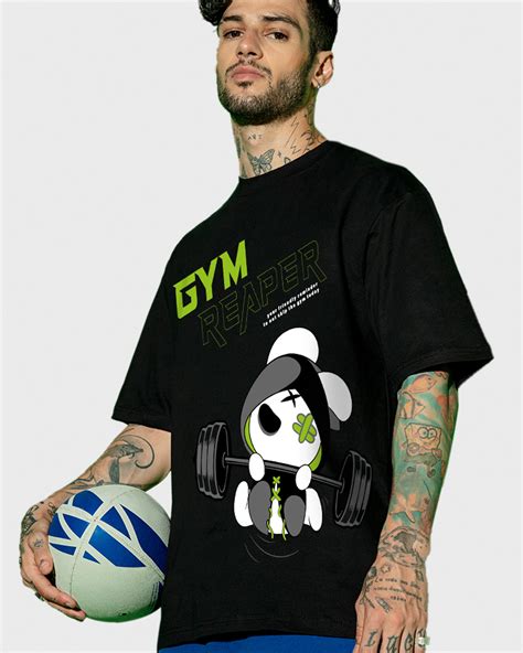 Buy Mens Black Gym Reaper Graphic Printed Oversized T Shirt Online At