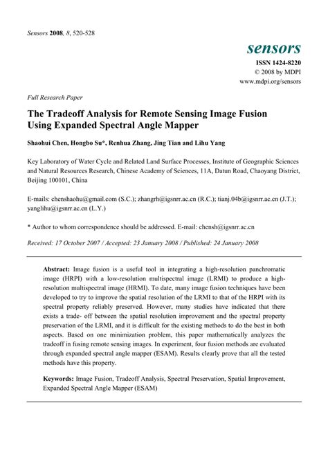 pdf the tradeoff analysis for remote sensing image fusion using
