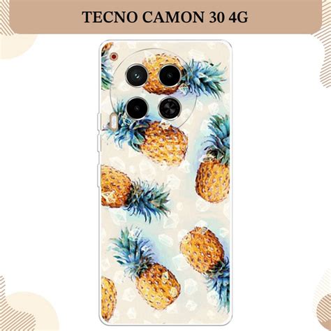 Силиконовый чехол на Tecno Camon 30 4G / Текно Камон 30 4G Ананасы ...
