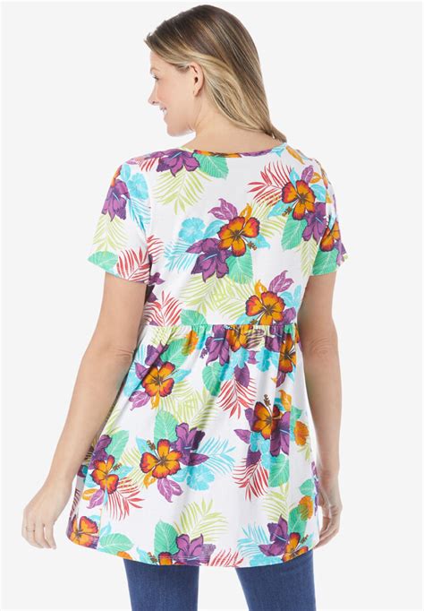 Short Sleeve Empire Waist Tunic Fullbeauty Outlet