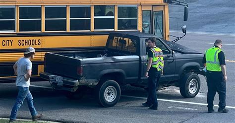 Bus Pickup Crash Results In No Known Injuries School Official Says