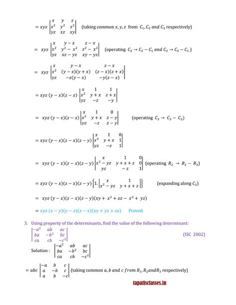 SOLUTION Determinants Previous Years Board Questions 2000 To 2020 With