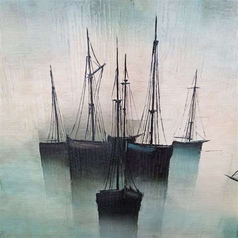 Mid 20th Century Gilbert Bria Sailboats Lithograph On Board Chairish