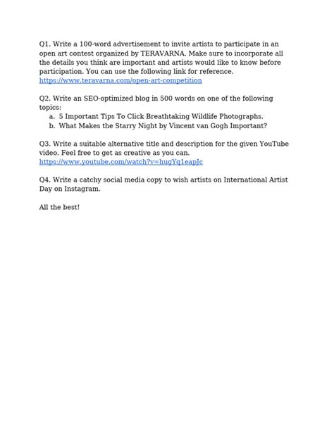 Content Writer Assignment Pdf