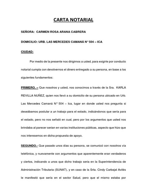 Carta Notarial Por Estafa Pdf