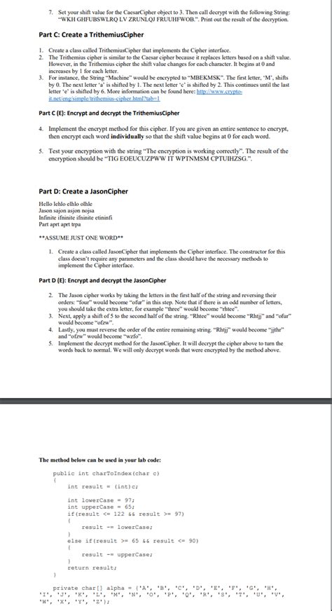 Solved 1 Part A Create A Cipher Interface 2 Part B