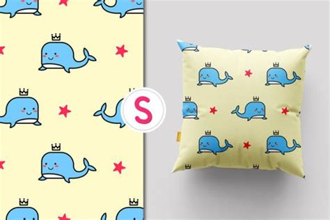 Cute Blue Whale Seamless Pattern Graphic By Syamhnsb · Creative Fabrica