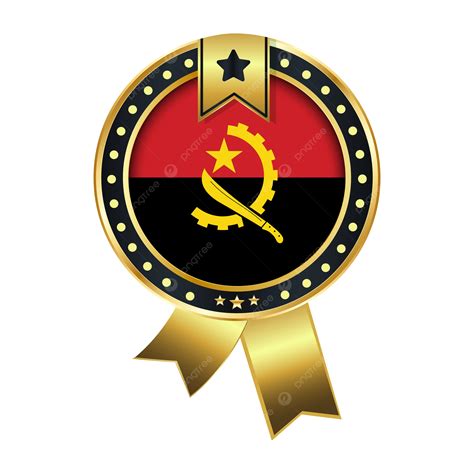Angola Round Badge Flag Vector Angola Angola Flag Angola National