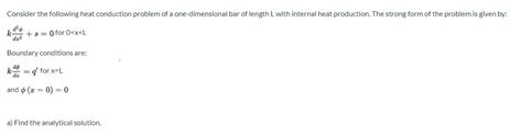 Solved Consider The Following Heat Conduction Problem Of A