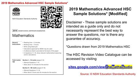 2019 Maths Advanced Hsc Exam Worked Solutions Youtube