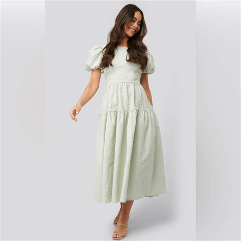 Naked Tie Back Flower Structures Dress In Green Net Size Us