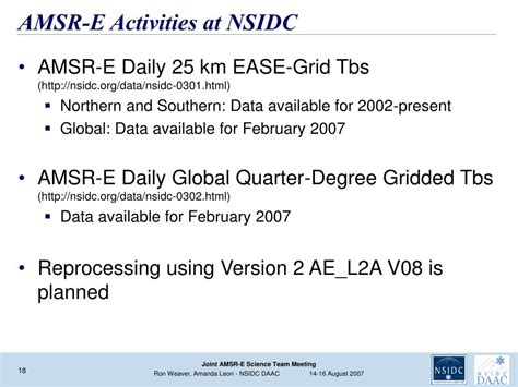 Ppt Status Of Amsr E At Nsidc Powerpoint Presentation Free Download
