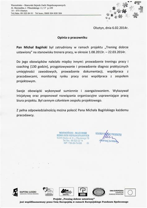 Michał Jan Bagiński BLOG Referencje