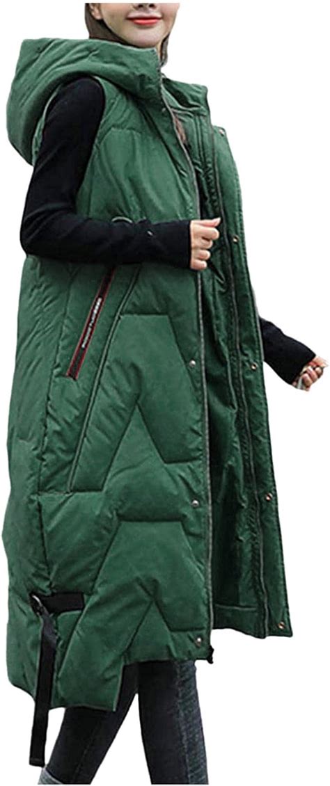 Damen Kapuzenpullover lang Weste Länge Daunenweste Damen Lang