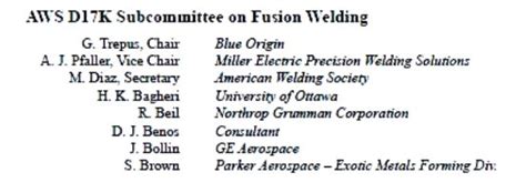 Aws D17 1 D17 1m 2024 Specification For Fusion Welding For Aerospace Applications Has Been