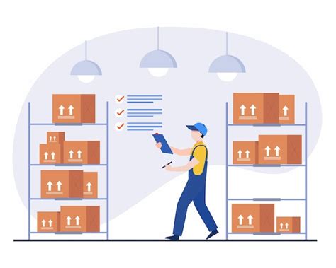Premium Vector Warehouse Workers Check The Inventory In Warehouse
