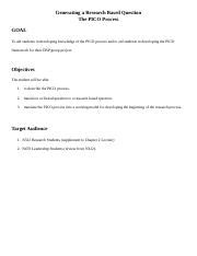 PICO QUESTIONS ISU Docx Generating A Research Based Question The PICO Process GOAL To Aid