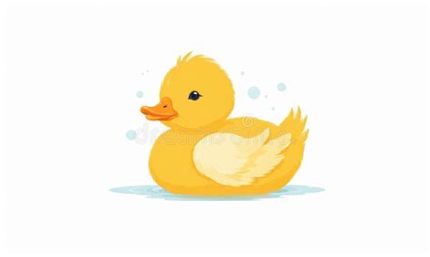 Cute Yellow Duckling Isolated On A White Background Simple Flat