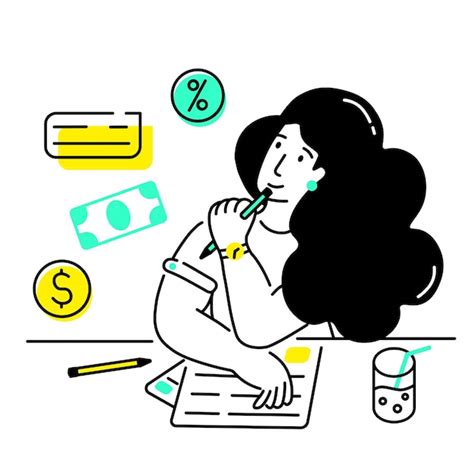 Premium Vector Woman Calculates Her Expenses And Income