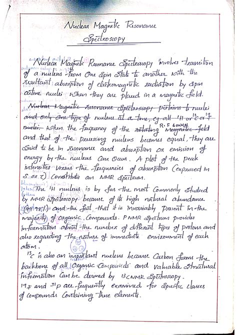 Nuclear Magnetic Resonance Spectroscopy Notes Inorganic Chemistry I