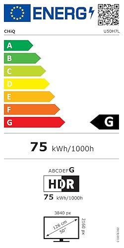 CHiQ U50H7L Rahmenloser UHD Fernseher 50 Zoll TV 4k Randlos Smart TV