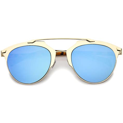 Modern Fashion Metallic Frame Color Mirrored Lens Pantos Aviator Sungl