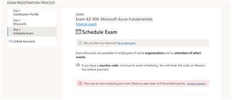 Error While Scheduling Az 900 Microsoft Certification Exam Using
