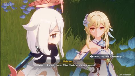 Dont Forgot To Talk To Navia After This Quest Scene To See Paimon