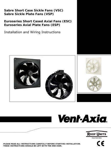 Installation And Wiring Instructions Vent Axia
