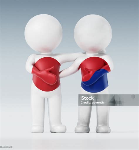 일본과 한국 국기가 서로 악수하고 인사하는 3d 얼굴없는 인물 남자 사업가에 대한 스톡 사진 및 기타 이미지 남자 사업가