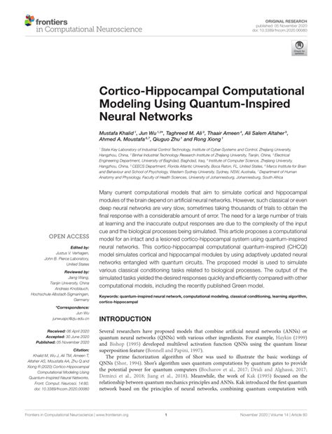 PDF Cortico Hippocampal Computational Modeling Using Quantum Inspired