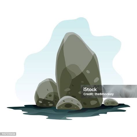 바위 바위 돌 산의 잔해 만화 돌과 색상 배경에 평면 스타일의 게임을 위한 요소 판석 바위 벡터 그림 0명에 대한 스톡 벡터 아트 및 기타 이미지 Istock