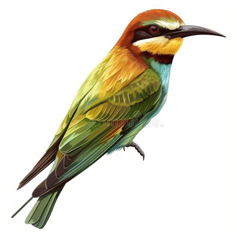Vibrant Bee Eater Bird Illustration On White Background Generative Ai Stock Illustration