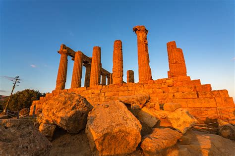 아 그리 젠 토시 실리 이탈리아에서 사원의 골짜기에 주노 템플 Unesco 조직된 단체에 대한 스톡 사진 및 기타 이미지