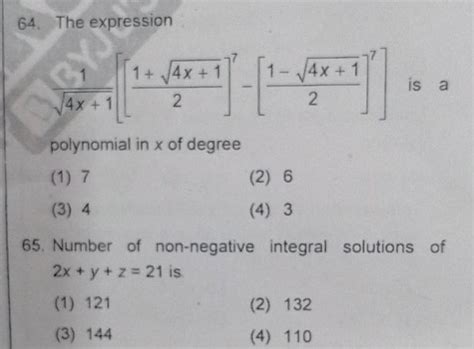 Number Of Non Negative Integral Solutions Of 2 X Y Z 21 Is Filo