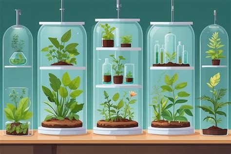 Premium Photo Botany Lab Flatstyle Illustration With Detailed Plant