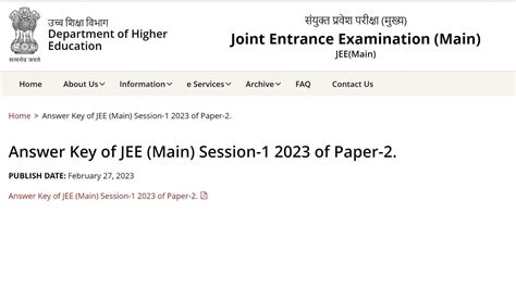 JEE Mains 2023 Session 1 Paper 2 Answer Key Out At Jeemain Nta Nic In Get Link Competitive