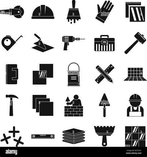 Tiler Icons Set Simple Set Of Tiler Vector Icons For Web Design On White Background Stock