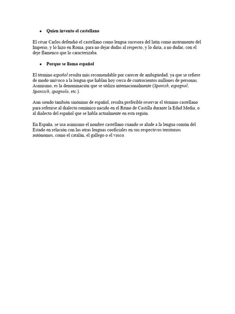 Quien Invento El Castellano Y Porque Se Llama Español Pdf