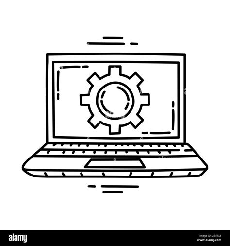 computer setting part of computer software and hardware hand drawn icon
