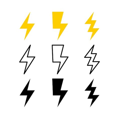 Lightning Bolts Multiple Styles Set Free Vector