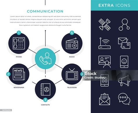 Communication Infographic Template And Icon Set Stock Illustration Download Image Now Icon