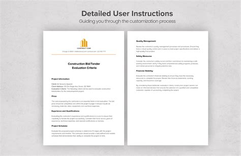 Construction Bid Tender Evaluation Criteria In Word Google Docs