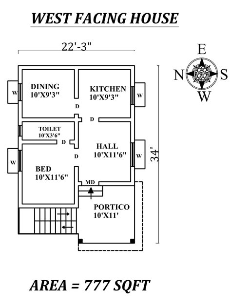 X Single Bhk West Facing House Plan As Per Vastu Shastra