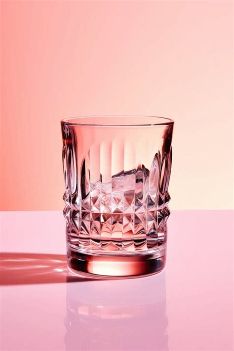 Glass Of Water With Ice Cubes On Pink Background Stock Illustration